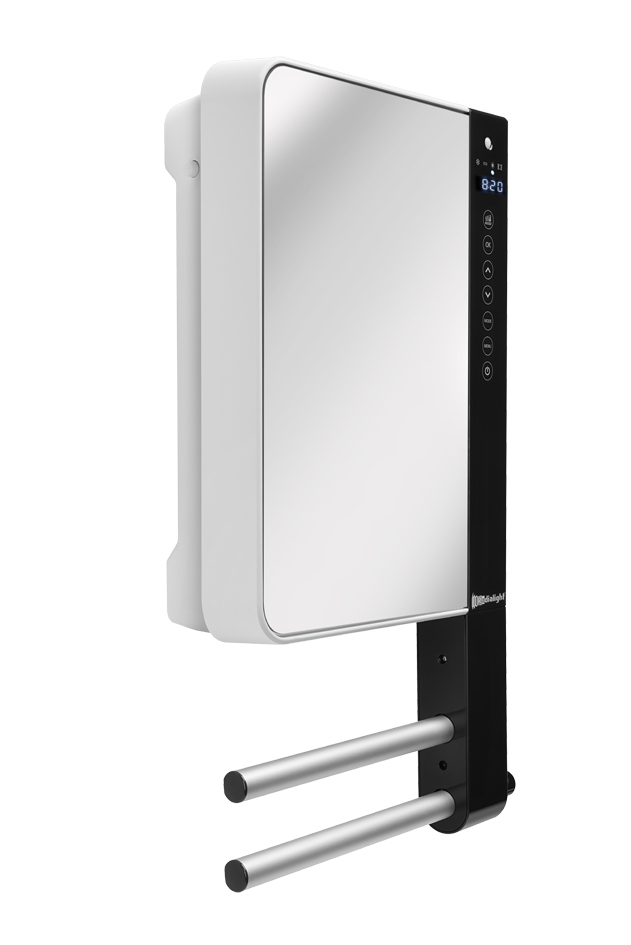 Wall-mounted programmable fan heater with towel bars and mirror WINDY ViSIO